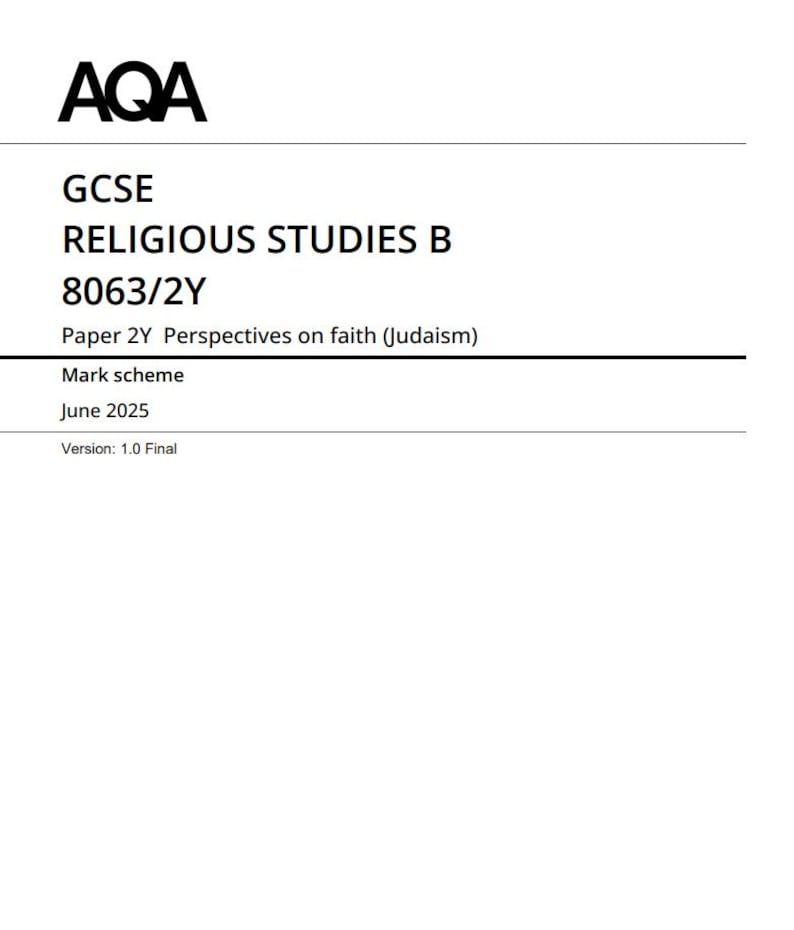 AQA GCSE Religious Studies B Paper 2y 2025 Mark Scheme 8063/2Y - Etsy UK