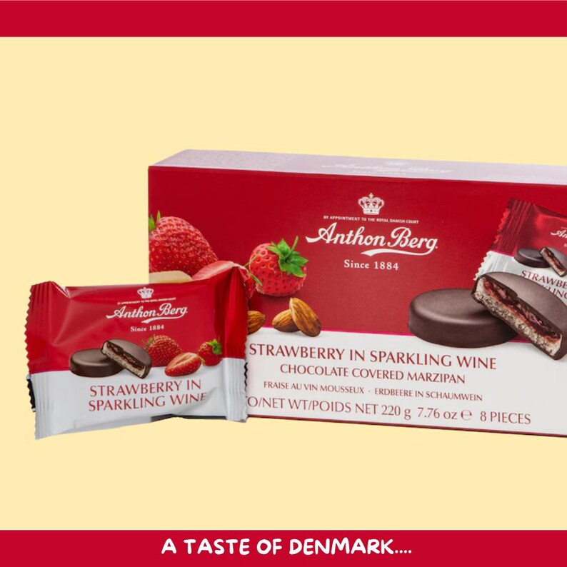 Anthon Berg Dark Chocolate With Marzipan & Sparkling Wine Strawberry ...