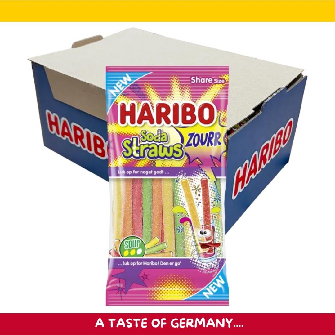 Haribo Soda Straws Zourr – Sour Gummy Candy Bulk Pack (1.9 Lbs) - Etsy