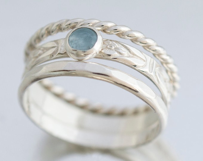 Birthstone Stacking Rings Set of 3 Rings Birthstone Rings | Etsy