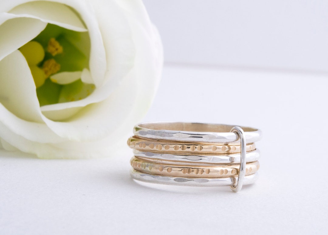 Stackable Rings, Stacking Ring Set, Two-tone Stacking Ring - Etsy