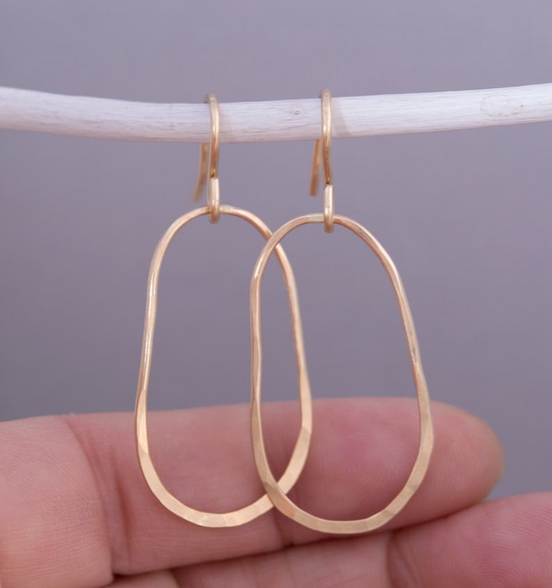 Oval Shaped Gold Earrings, Oval Hoop Earrings, Organic Hammered Shaped ...
