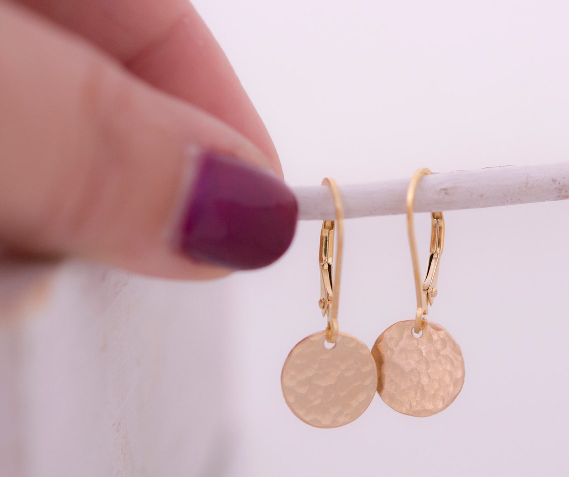 Small Disk Earrings, Gold Disk Earrings, Gold or Silver Earrings - Etsy