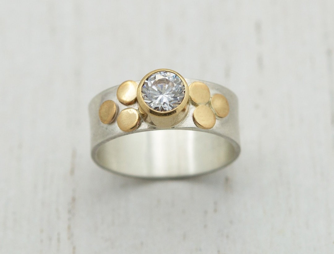 Gold Dot Ring, Beaded Dot Ring, Flat Beaded Ring, Wide Band - Etsy