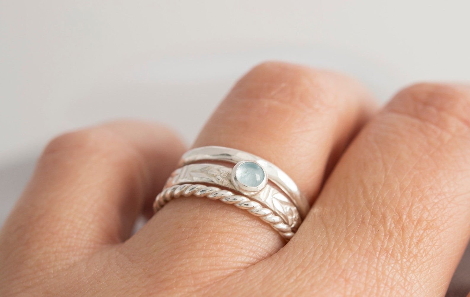 Birthstone Stacking Rings Set of 3 Rings Birthstone Rings - Etsy