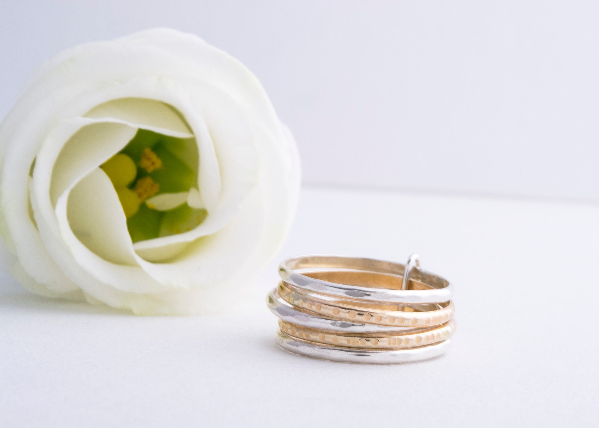 Stackable Rings, Stacking Ring Set, Two-tone Stacking Ring - Etsy