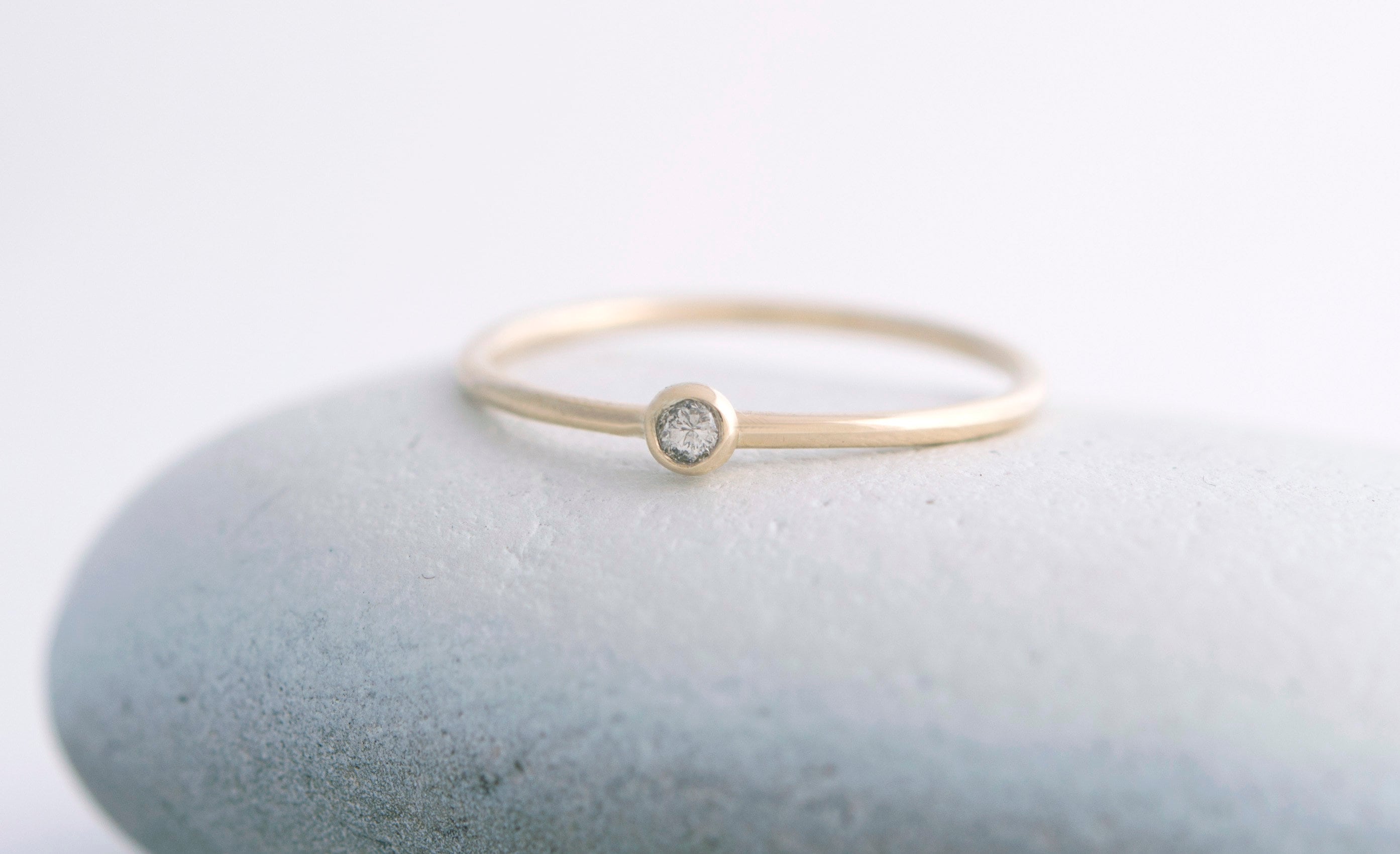 Tiny Diamond Ring Gold Stackable Ring - Etsy