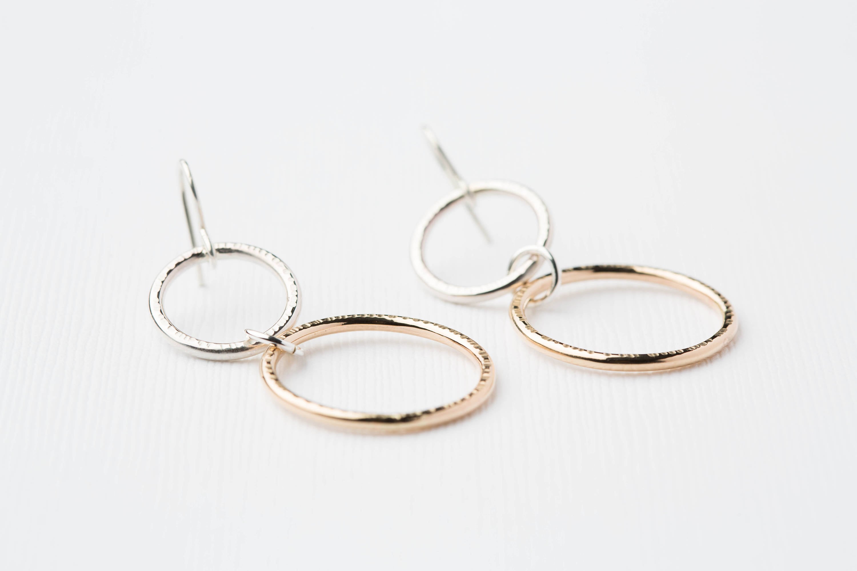 Two Tone Earrings, Circle Earrings, Double Hoop Circle Earrings ...