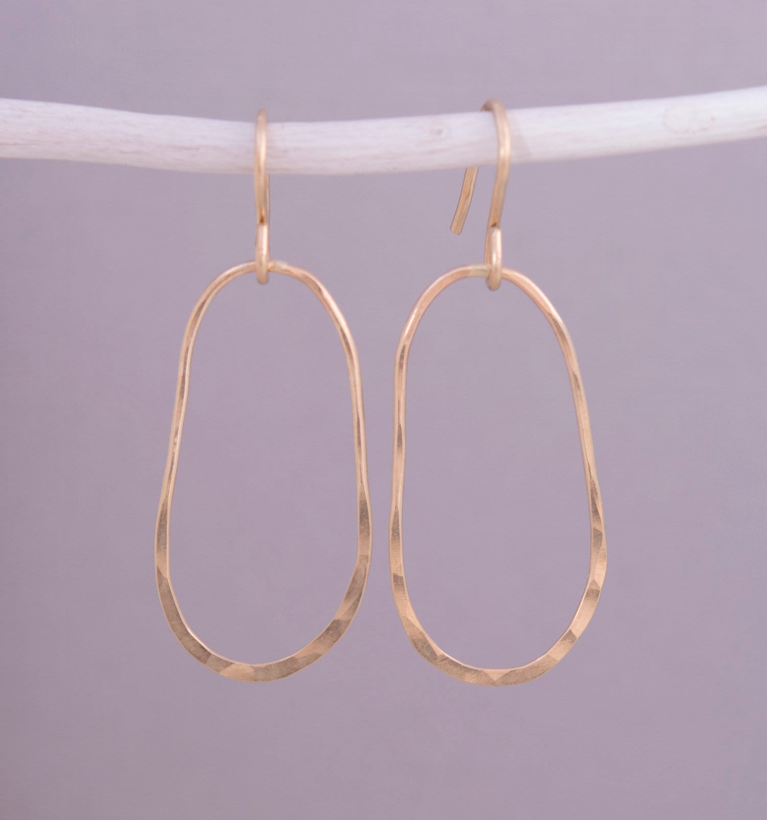 Oval Shaped Gold Earrings, Oval Hoop Earrings, Organic Hammered Shaped ...