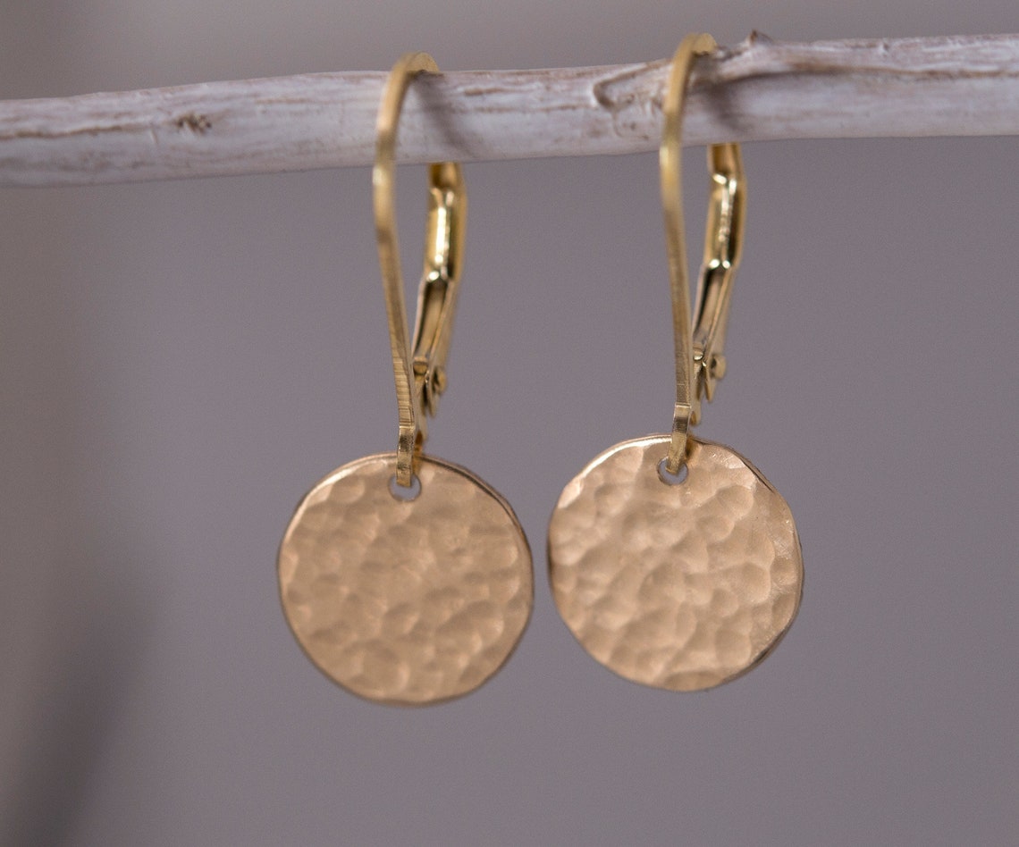 Small Disk Earrings, Gold Disk Earrings, Gold or Silver Earrings - Etsy