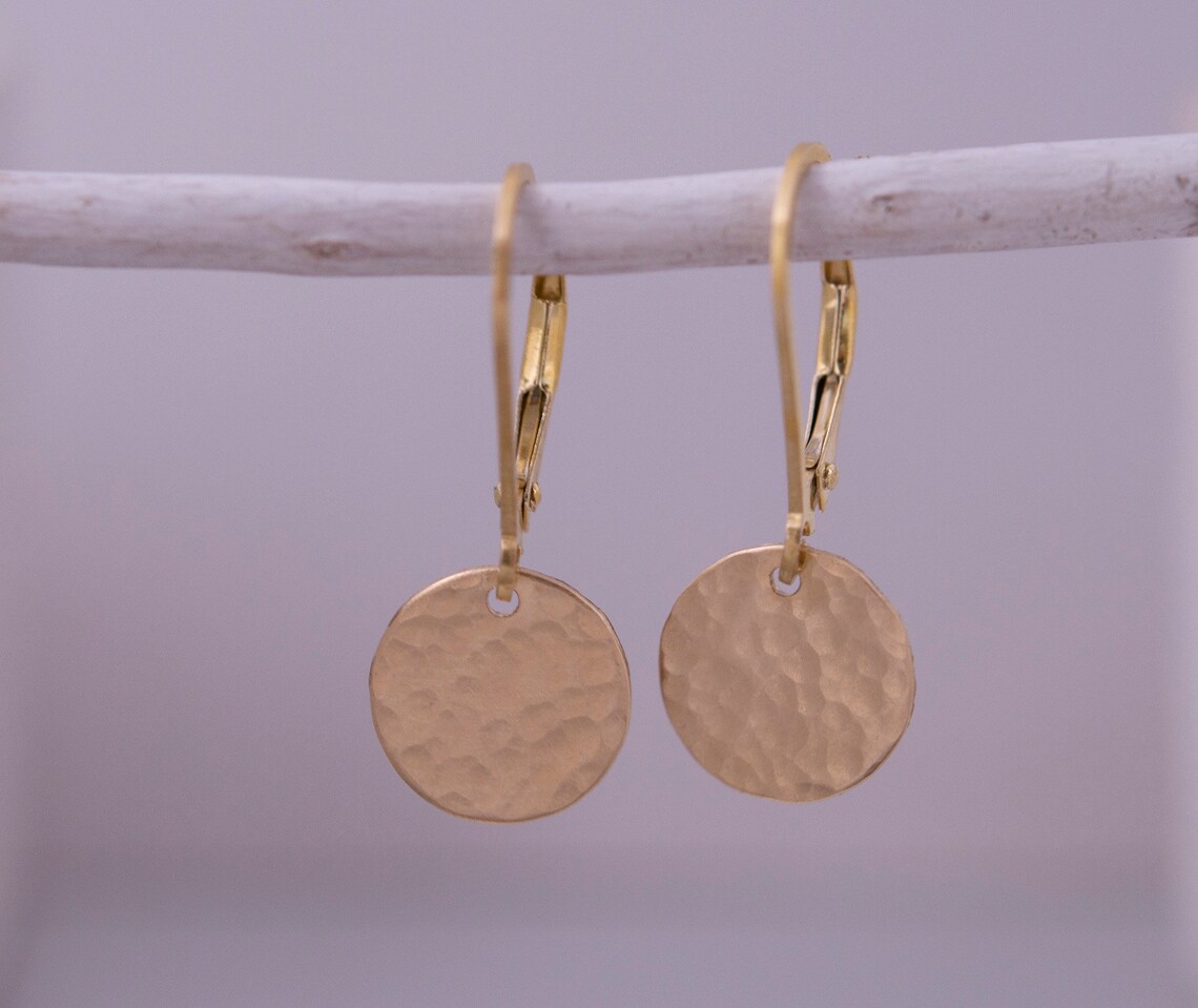 Small Disk Earrings, Gold Disk Earrings, Gold or Silver Earrings - Etsy