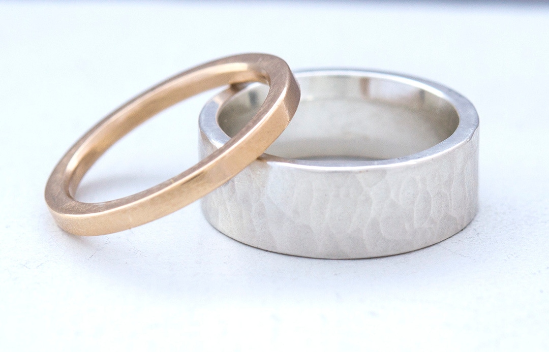 Trouwring Set Trouwring Sets Bruids ring sets twee-tone - Etsy Nederland