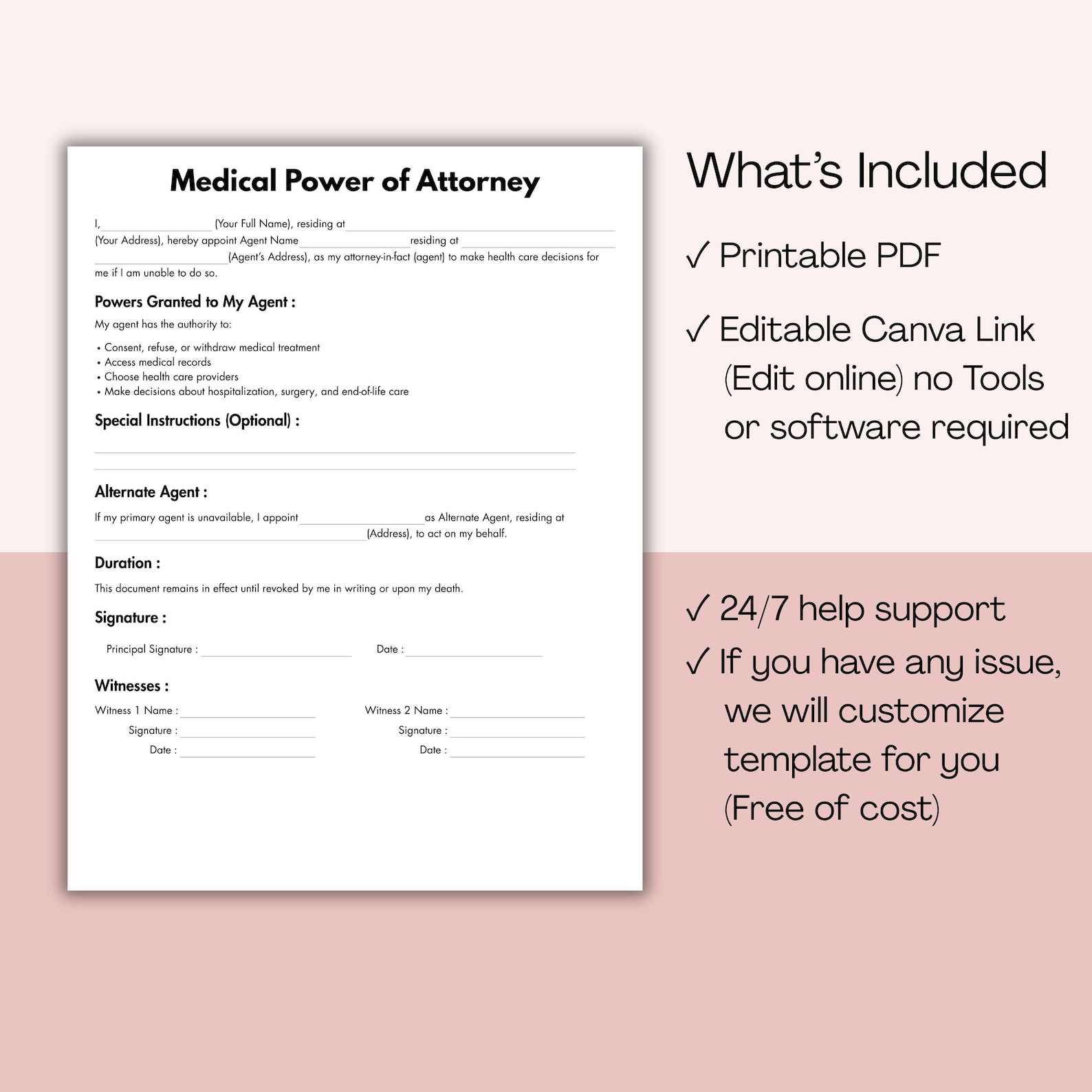 Medical Power of Attorney, Printable Health Care Power of Attorney Form ...