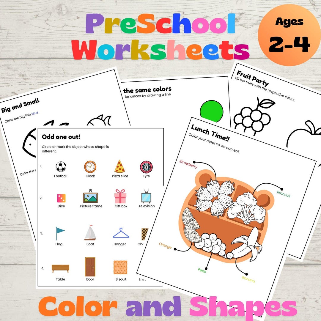 Preschool Worksheets Ages 2-4 | Color & Shape Activities, Toddler Busy ...