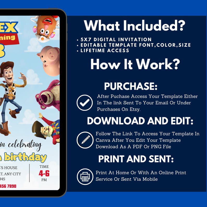 Toy Story Birthday Invitation Template, Toy Story Invitation, Kids ...