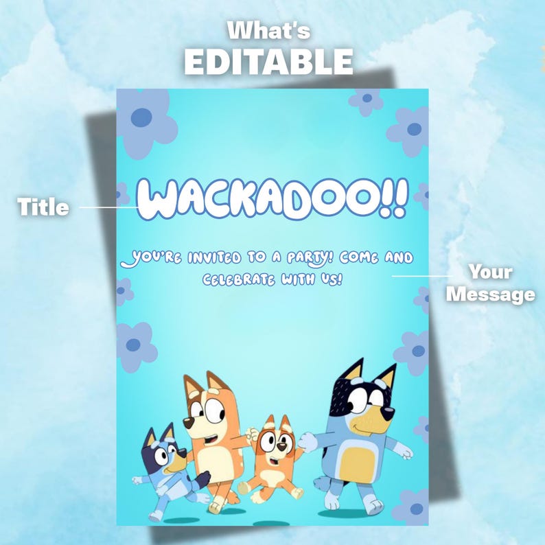 Bluey Birthday Invitation, Editable Canva Template (digital Download ...