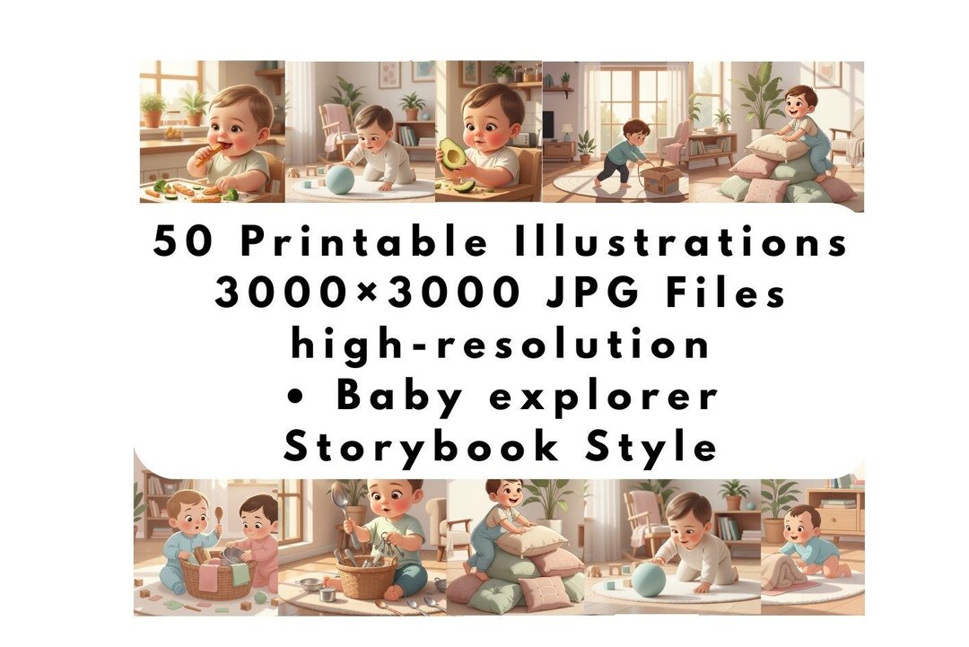 Baby Explorer Clipart – 50 Storybook Kids Illustrations 3000×3000 JPG ...