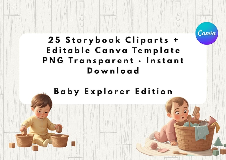 Baby Explorer Clipart PNG + Canva Template – 25 Transparent Storybook ...