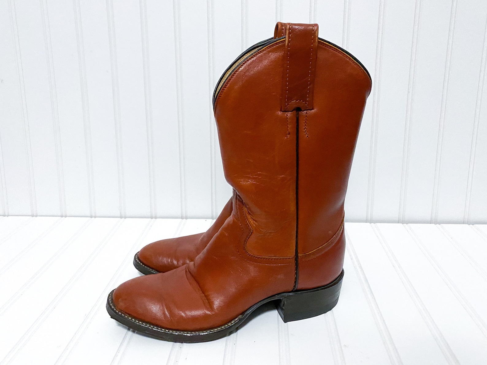 Vintage 1980s 1985 Adams Boot Co ABC Brown Leather Rust | Etsy