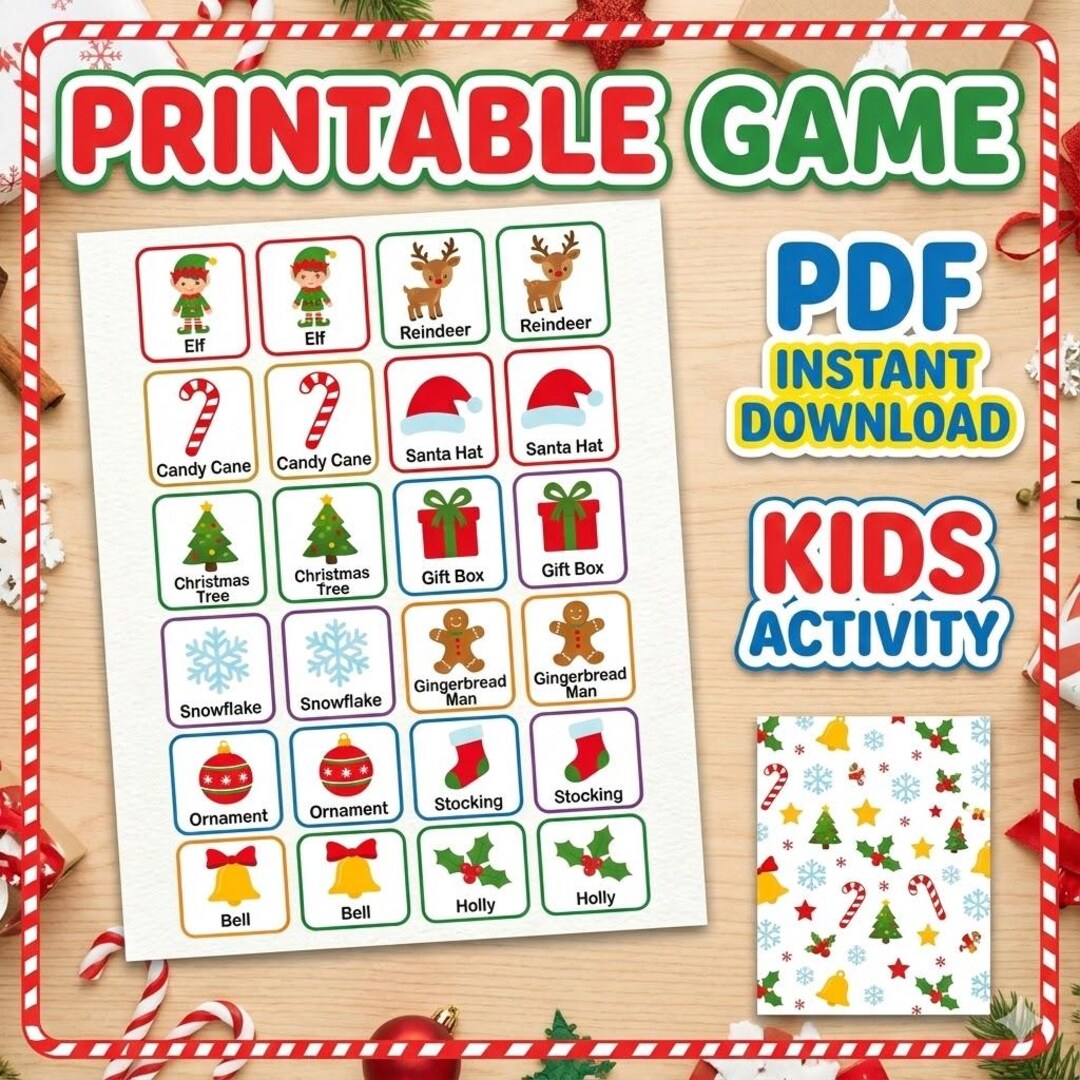 Christmas Memory Game for Kids- Printable Matching Cards Holiday ...
