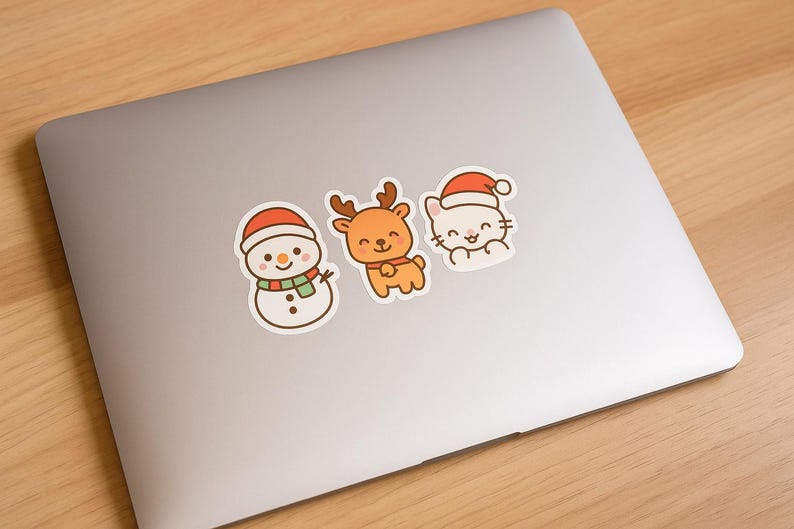 Kawaii Christmas Stickers PNG | Cute Holiday Clipart | Santa Reindeer ...