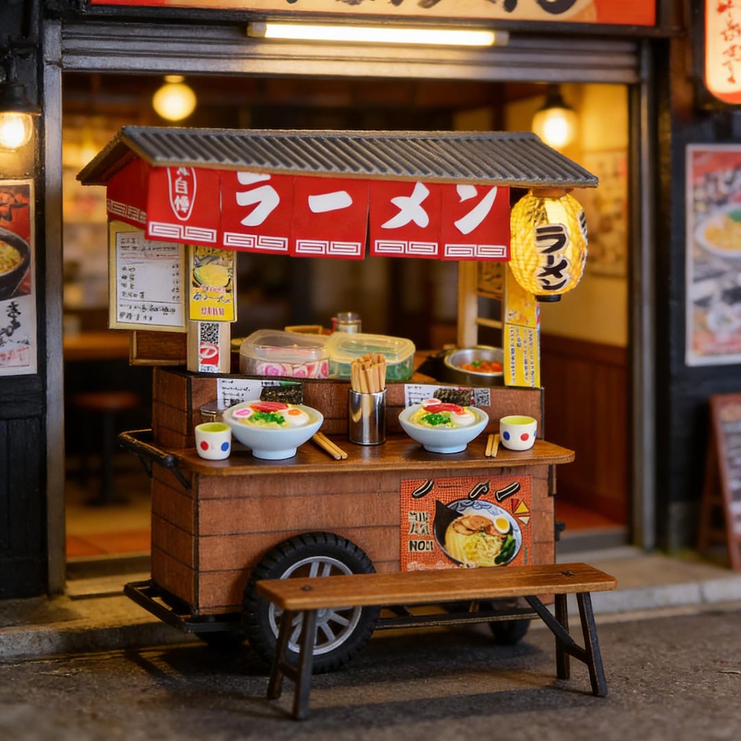 Wooden Japanese Ramen Stall DIY Miniature House Kit With LED Lights ...