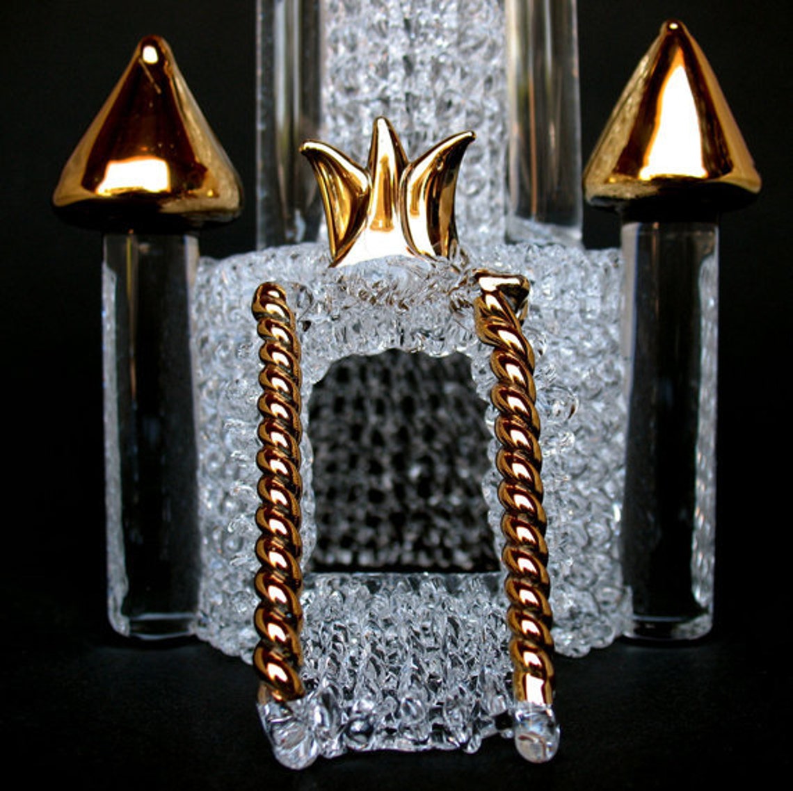 Castle Wedding Cake Top Topper Blown Glass and 22K Gold - Etsy