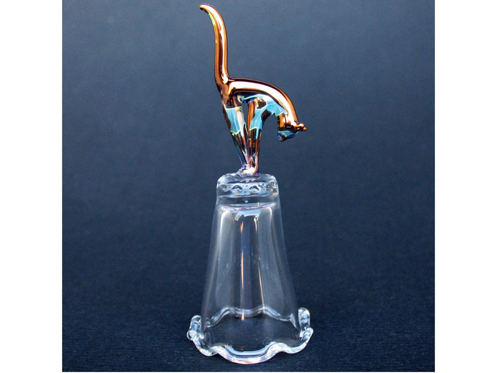 Cat Kitten Blown Glass Thimble Crystal Gold Figurine - Etsy