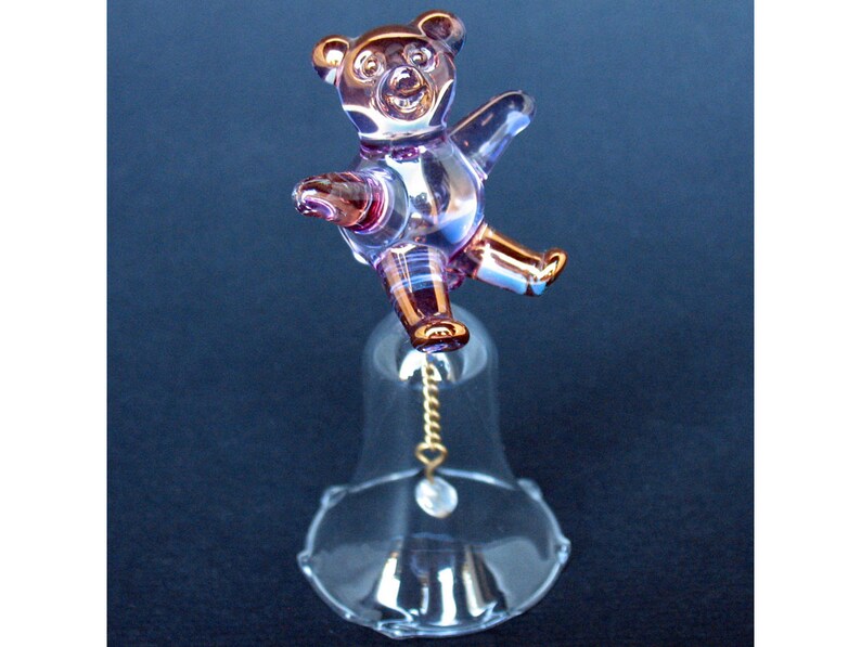 Teddy Bear Bell Figurine Hand Blown Glass With 24K Gold - Etsy