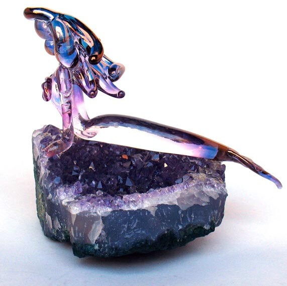 Mermaid Figurine Sculpture Blown Glass Amethyst Crystal - Etsy
