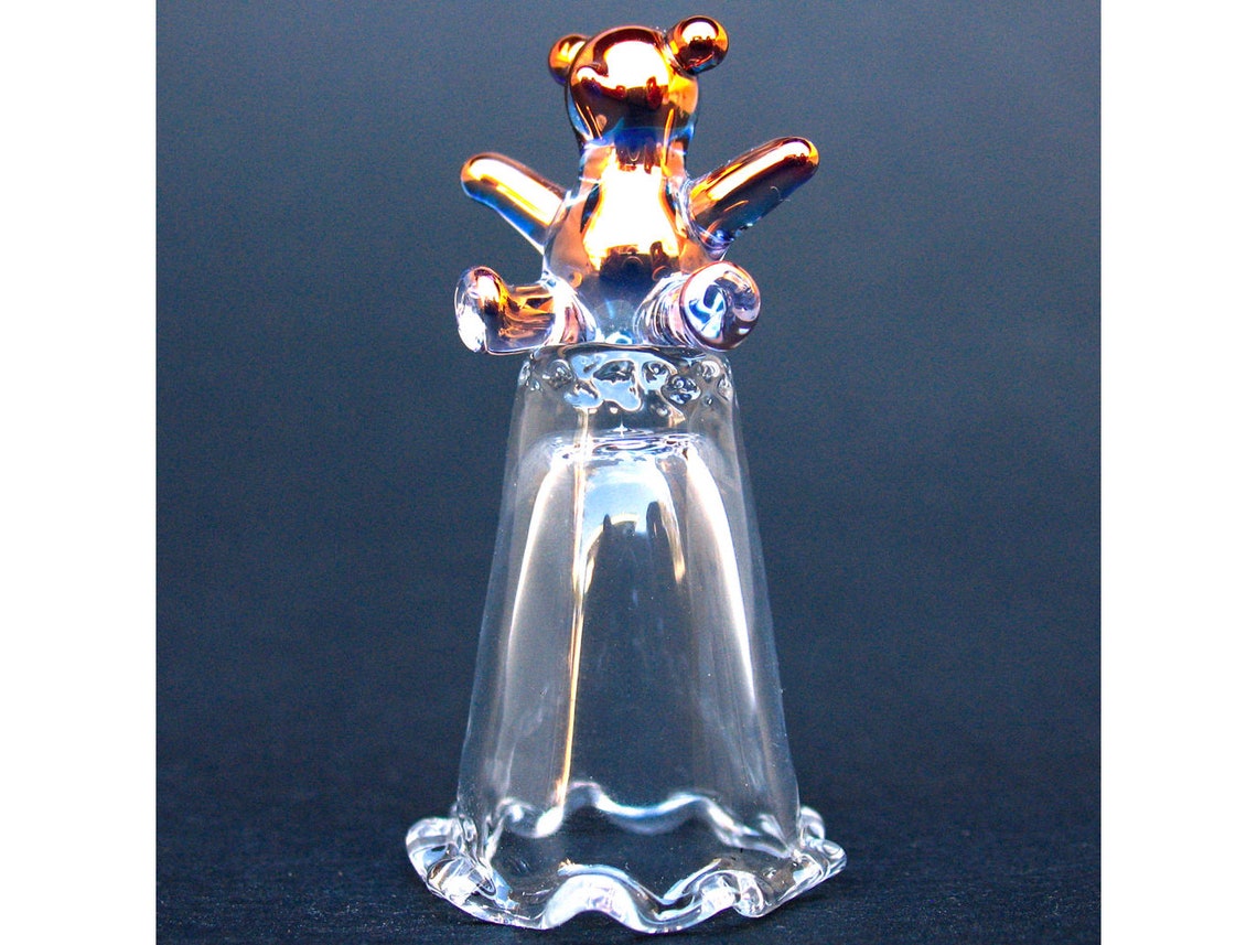 Teddy Bear Blown Glass Thimble Crystal Gold Figurine | Etsy