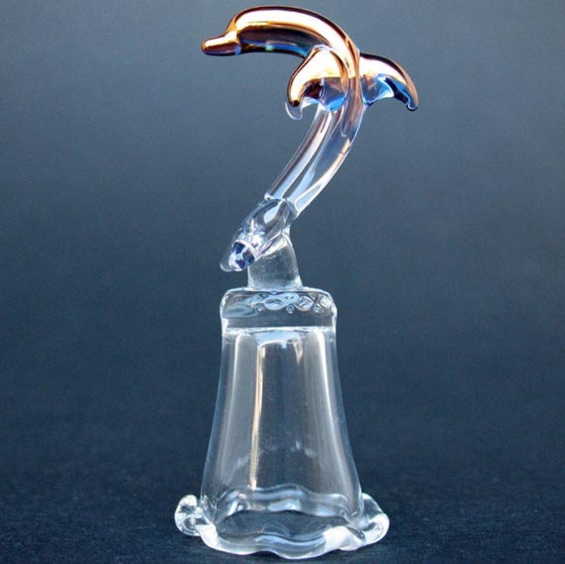 Dolphin Hand Blown Glass Thimble Crystal Gold Figurine | Etsy