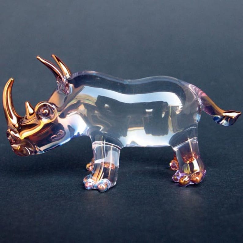 Rhino Rhinoceros Figurine Blown Glass Crystal Sculpture - Etsy