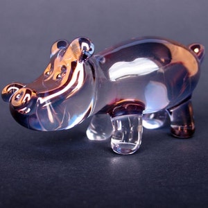 Hippo Hippopotamus Figurine Hand Blown Glass Crystal - Etsy