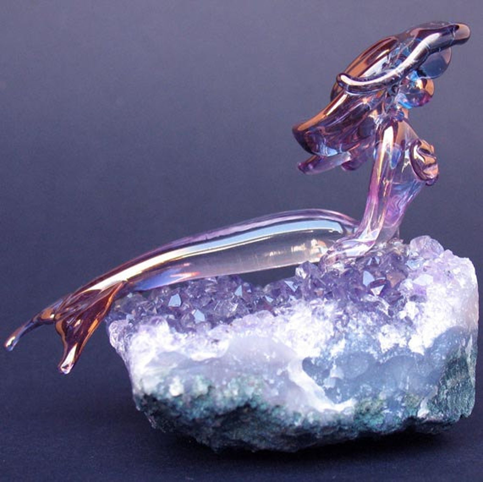 Mermaid Figurine Sculpture Blown Glass Amethyst Crystal - Etsy Canada