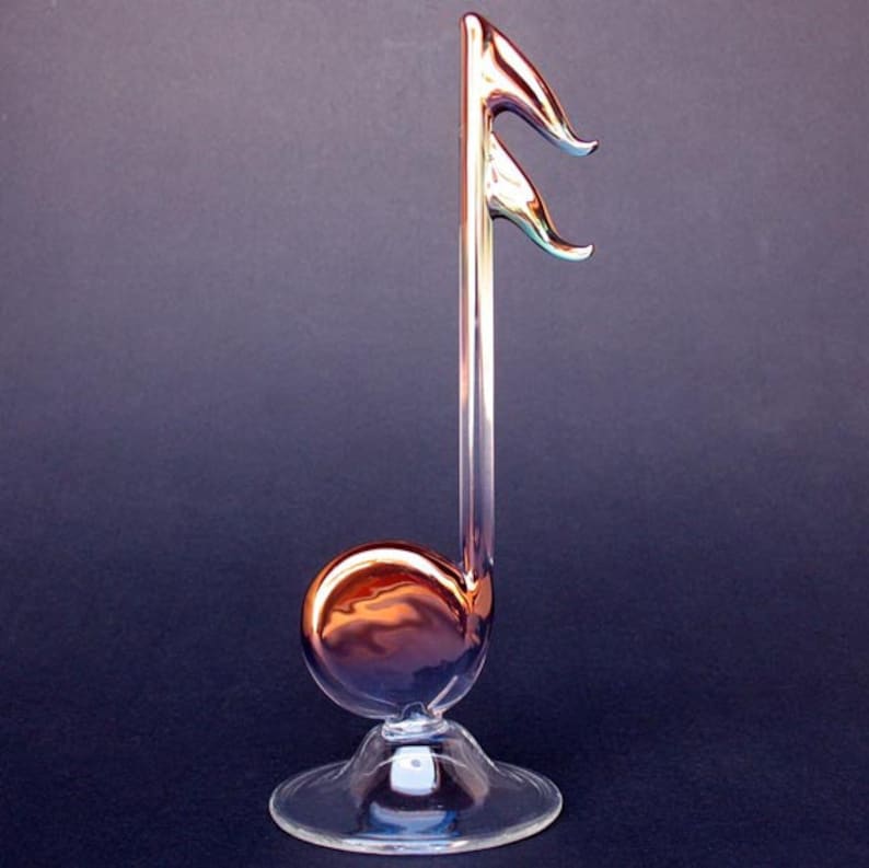 Music Note Figurine Sculpture Blown Glass Gold Crystal - Etsy