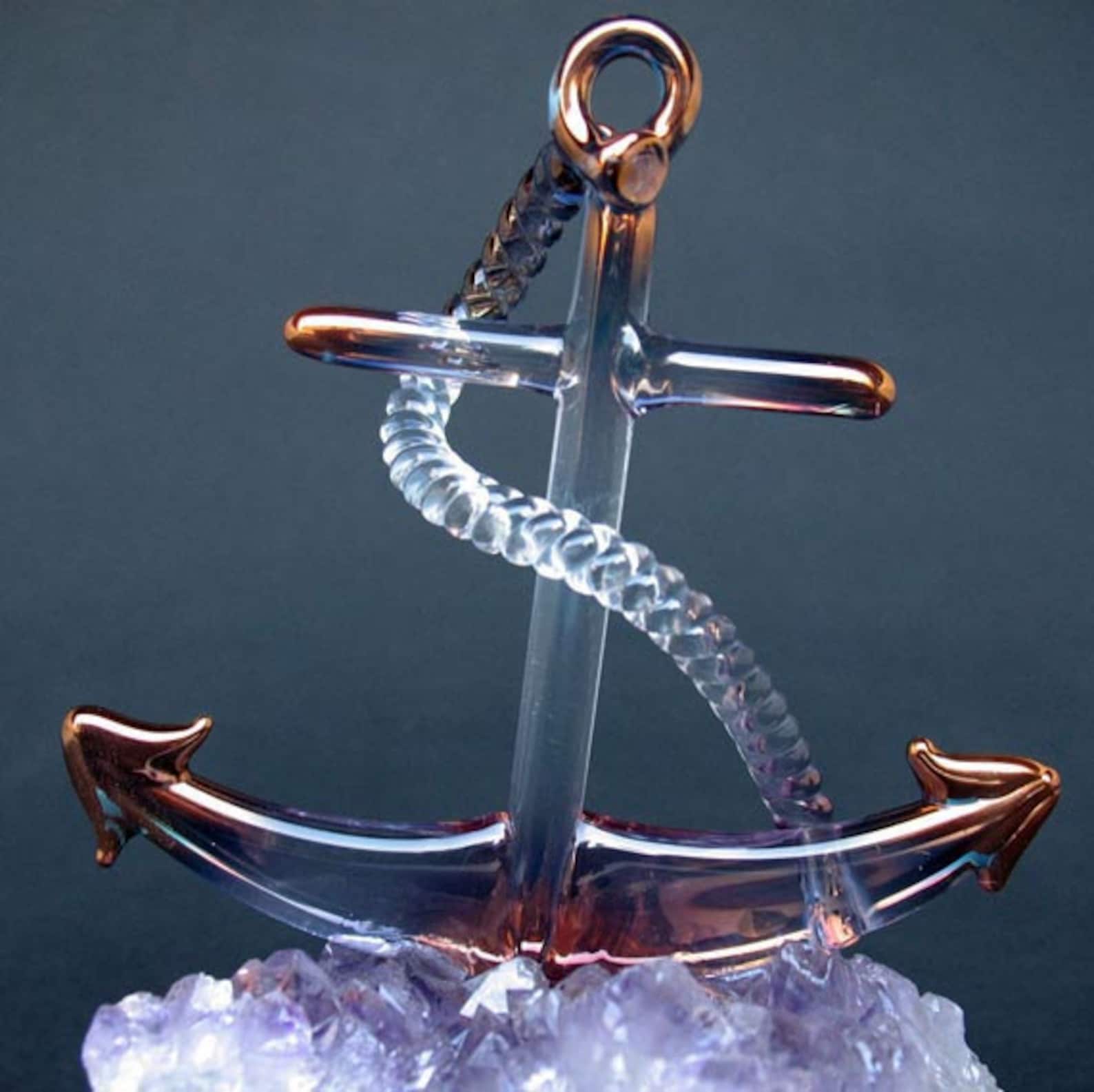 Anchor Figurine Hand Blown Glass Amethyst 24K Gold - Etsy