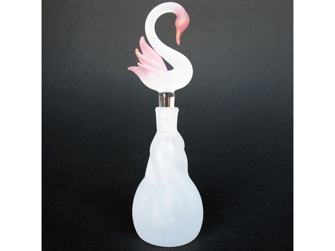 Swan Perfume Bottle of Hand Blown Glass Gold Crystal - Etsy