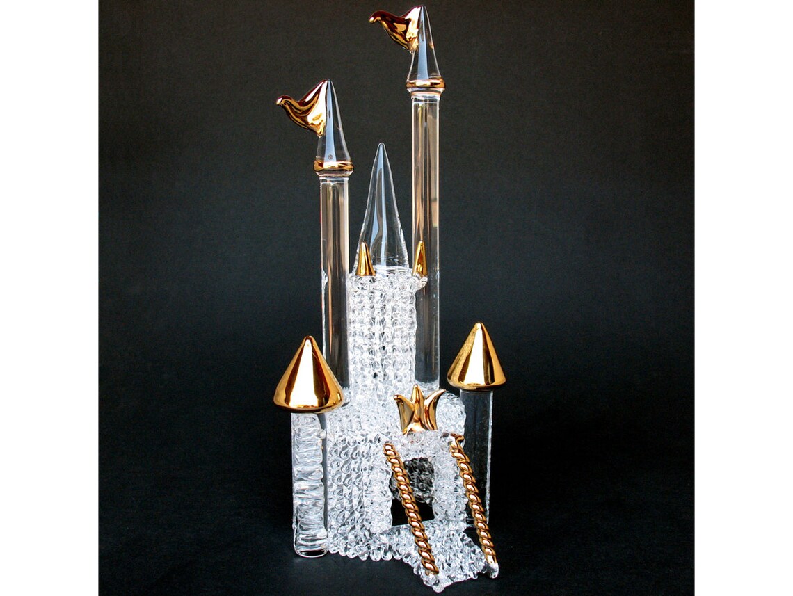 Castle Wedding Cake Top Topper Blown Glass and 22K Gold - Etsy