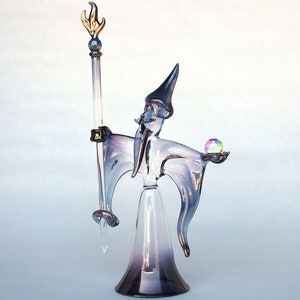 Wizard Sorcerer Figurine Hand Blown Glass Crystal Ball - Etsy