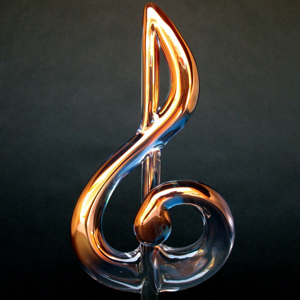 Treble Clef G Clef Figurine of Hand Blown Glass Gold - Etsy