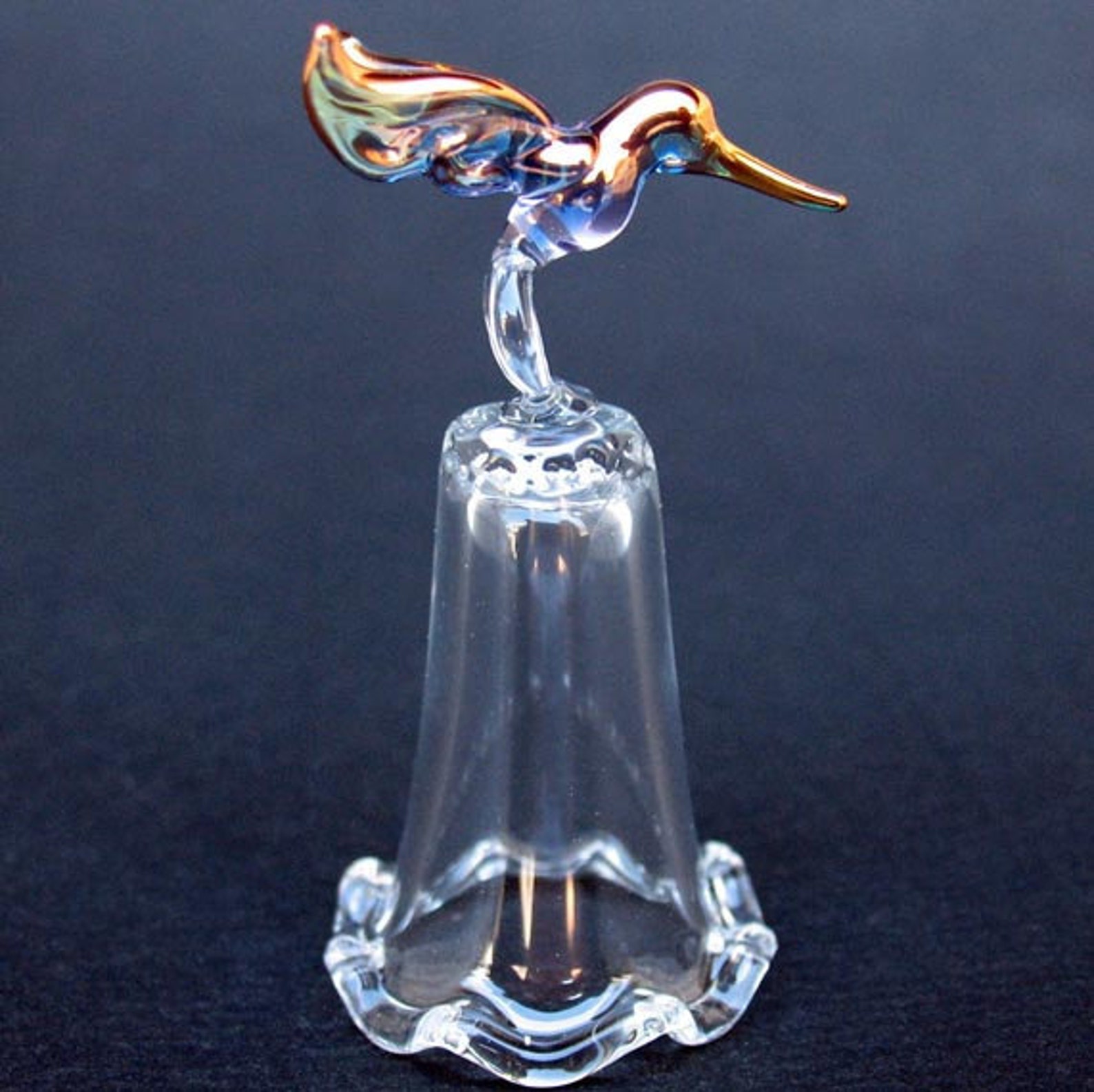 Hummingbird Blown Glass Thimble Crystal Gold Figurine - Etsy