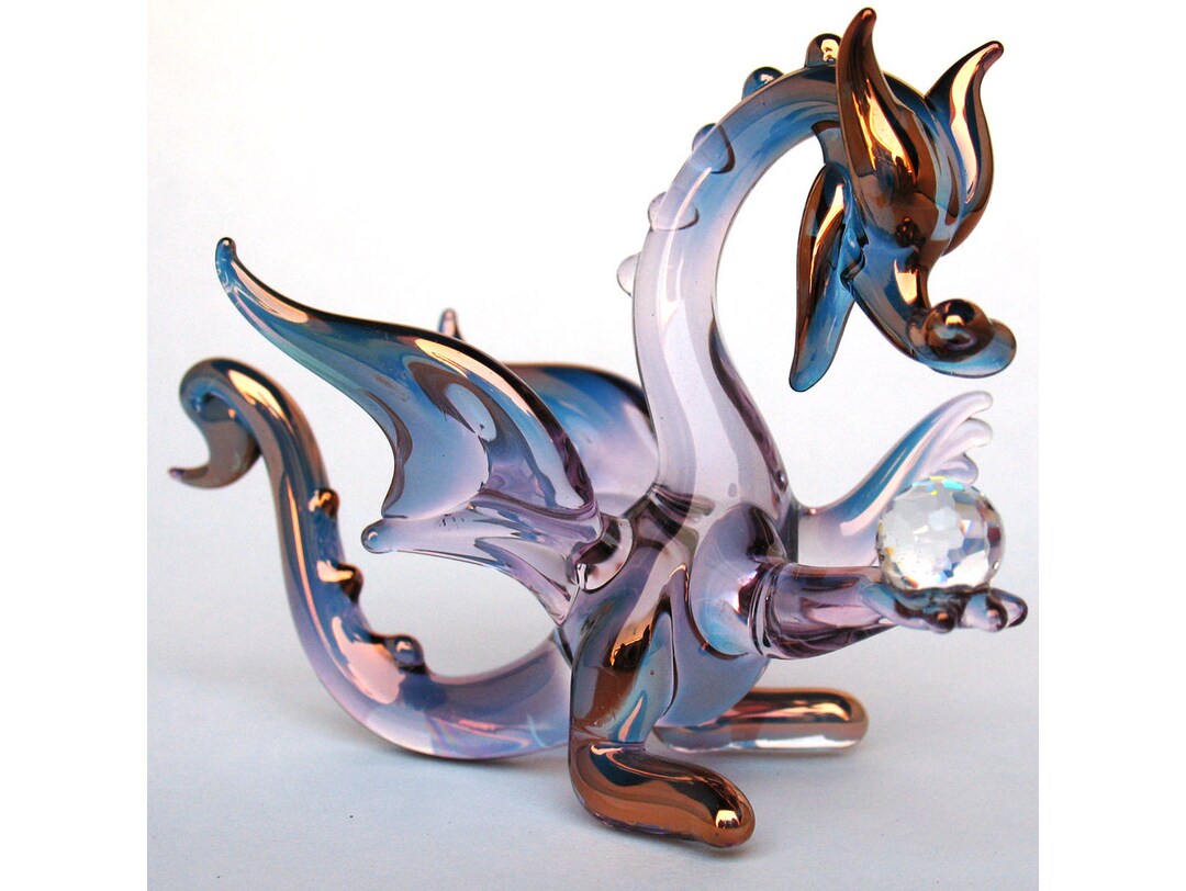 Dragon Purple Pink Gold Figurine of Blown Glass Crystal - Etsy