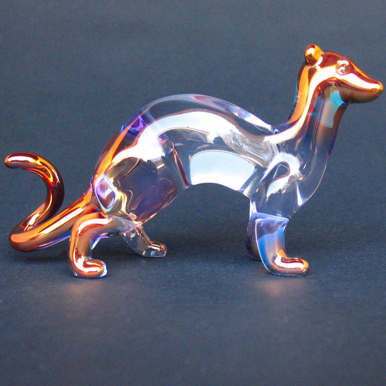 Ferret Figurine of Hand Blown Glass and 24K Gold - Etsy