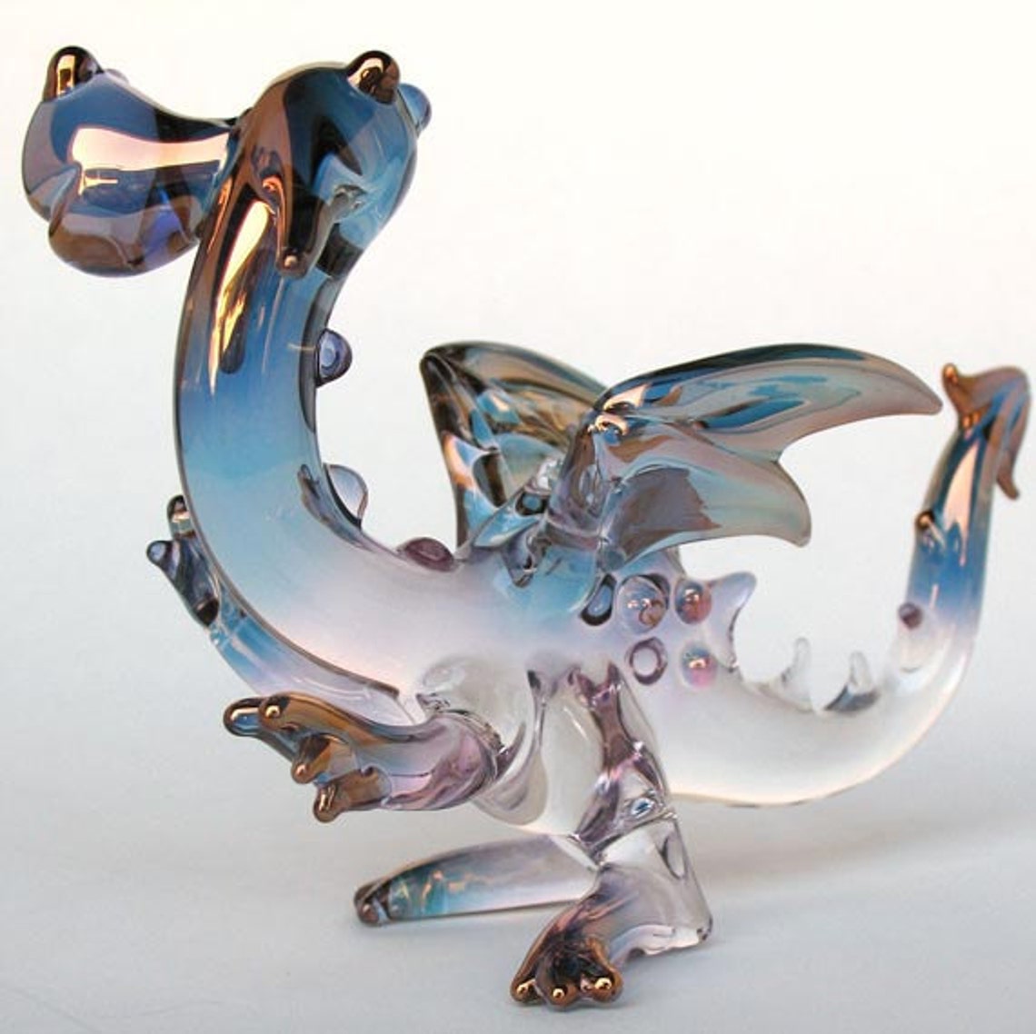 Dragon Friendly Figurine Magic Blown Glass Gold Crystal | Etsy