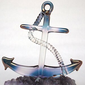 Anchor Figurine Hand Blown Glass Amethyst 24K Gold - Etsy