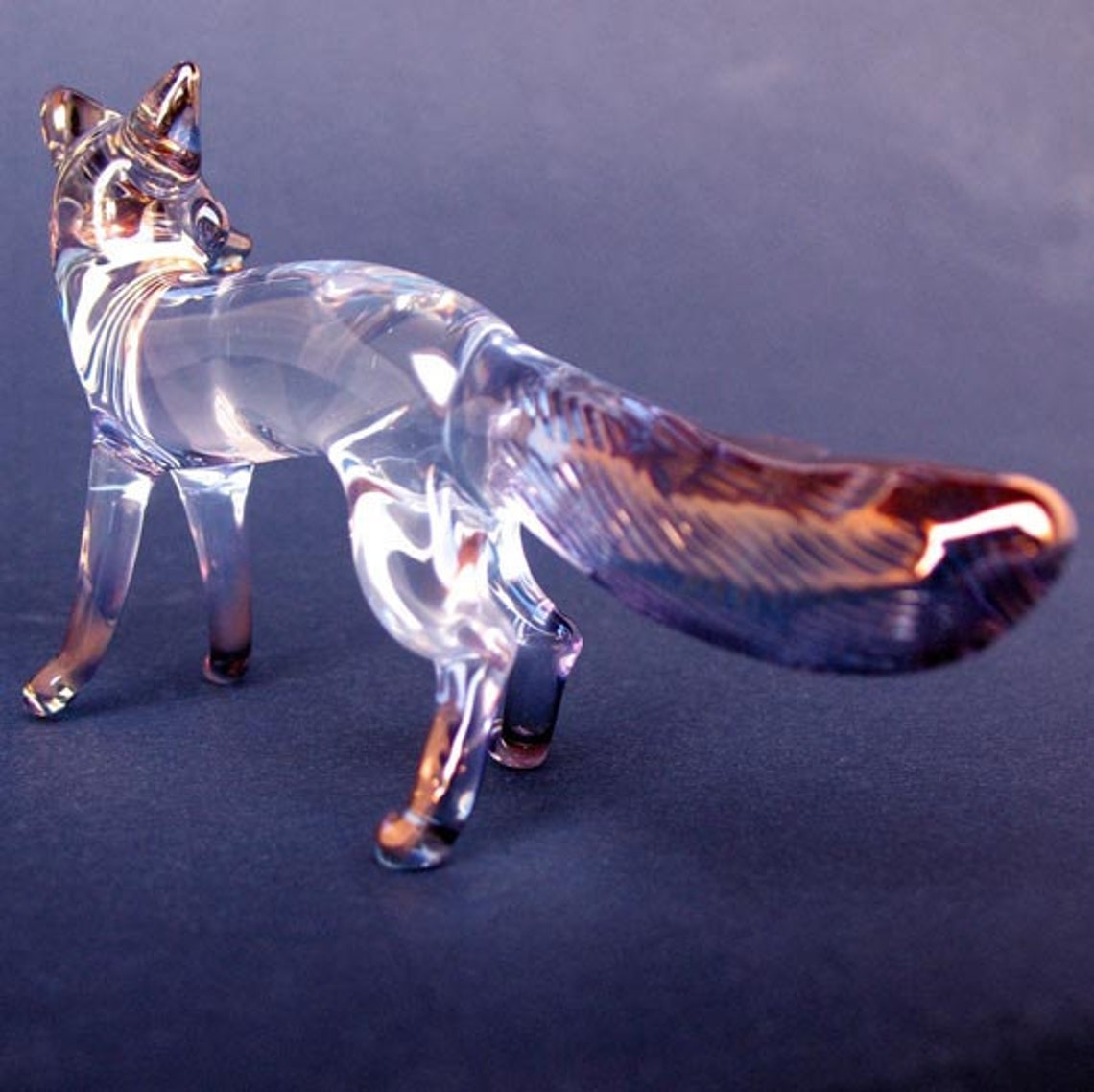 Fox Figurine Hand Blown Glass Gold Crystal Sculpture - Etsy
