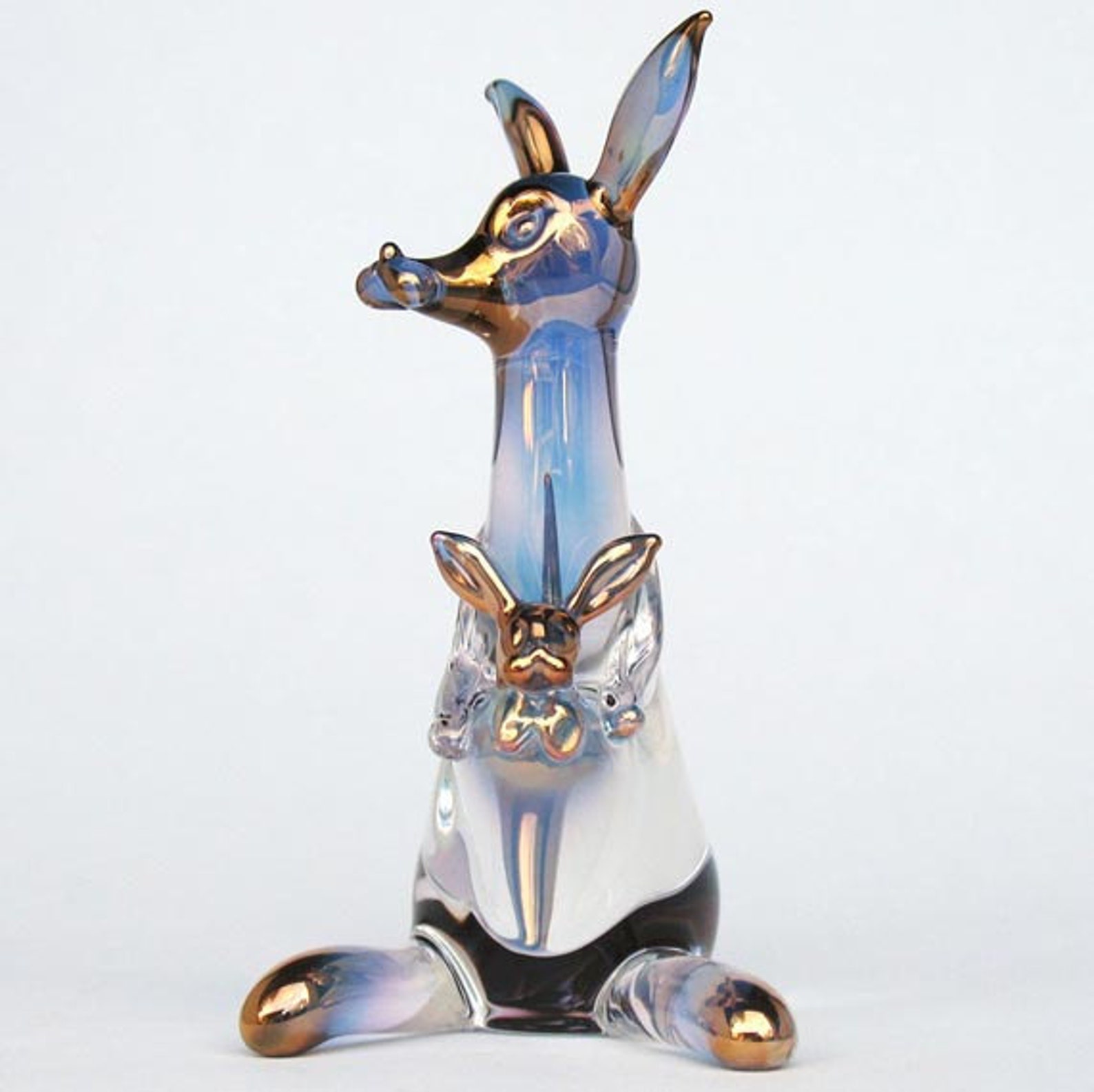 Kangaroo Mother Joey Figurine of Hand Blown Glass Gold - Etsy