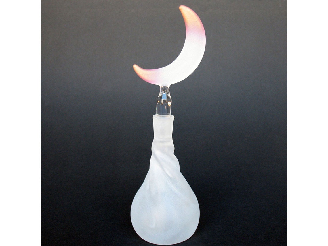 Moon Perfume Bottle of Hand Blown Glass Gold Crystal - Etsy
