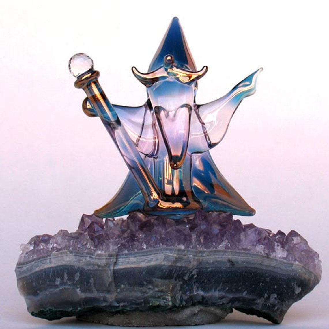 Wizard Figurine Sculpture Blown Glass Amethyst Crystal - Etsy